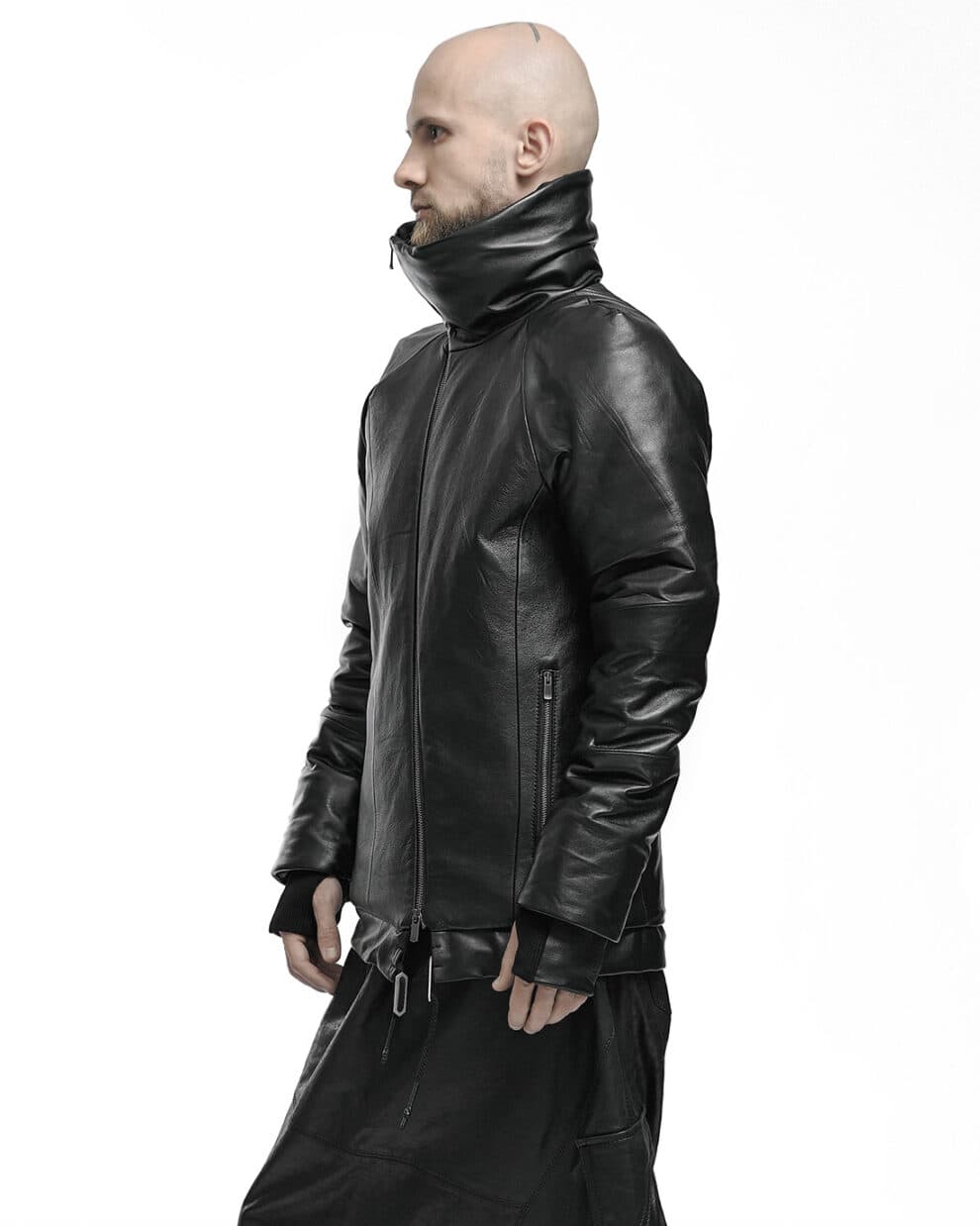 The Leather Diagonal Zip Winter Jacket - MINOAR.COM