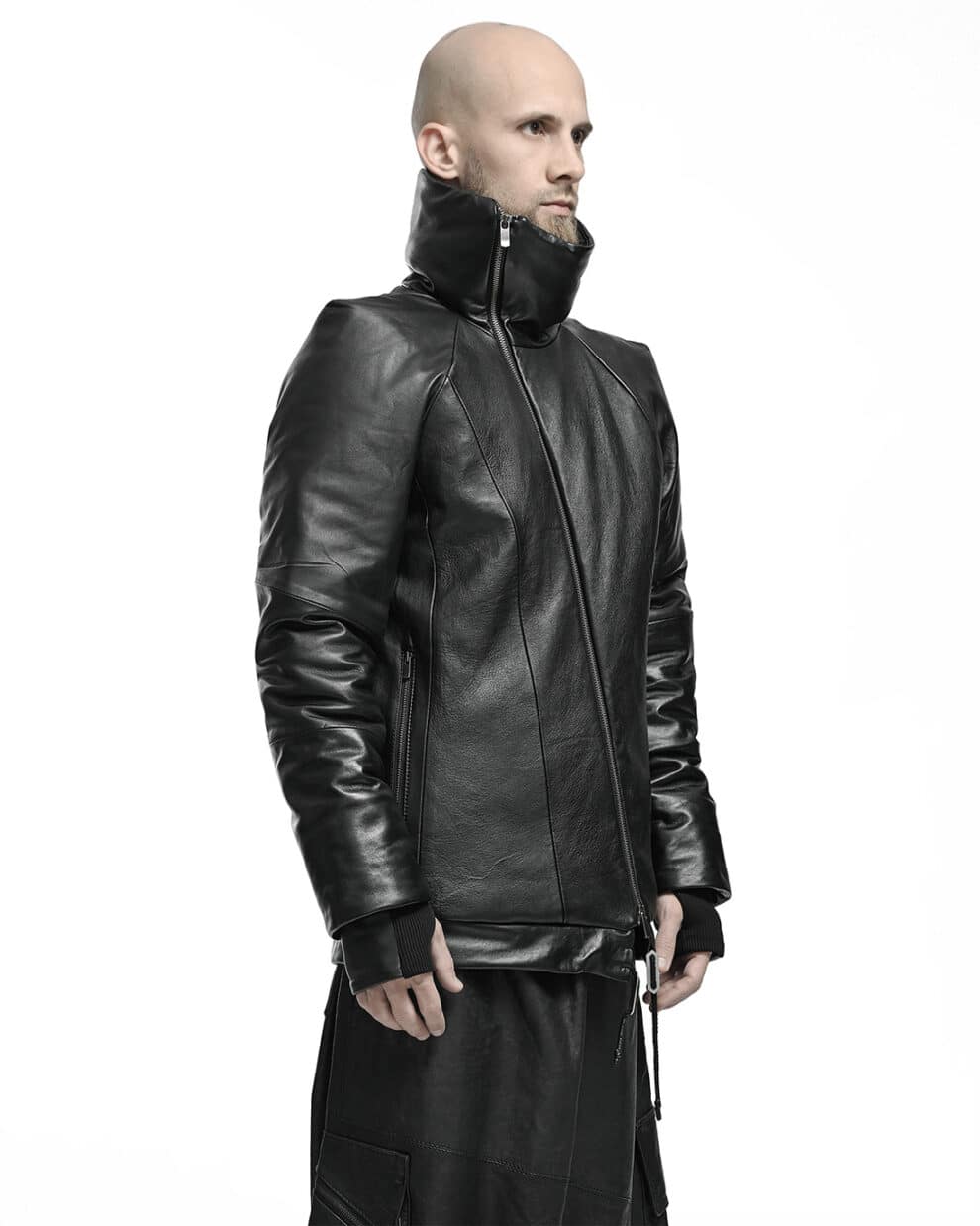 The Leather Diagonal Zip Winter Jacket - MINOAR.COM