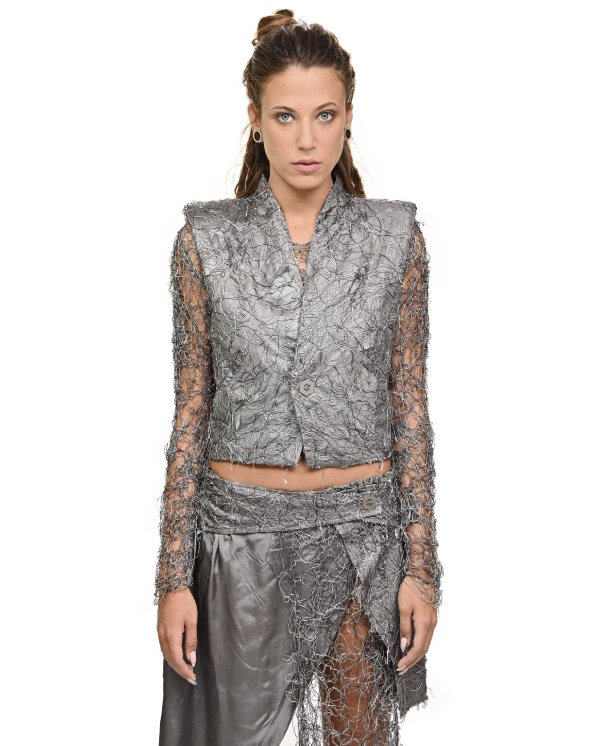 MINOAR.COM | Contrast Scar-Stitch Segment Top